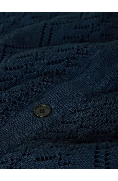 John Varvatos Emil Pointelle Knit Cardigan - Navy