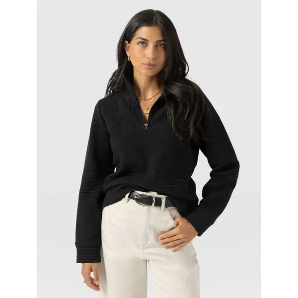 SAINT + SOFIA Halsey Quarter Zip - Black Ottoman