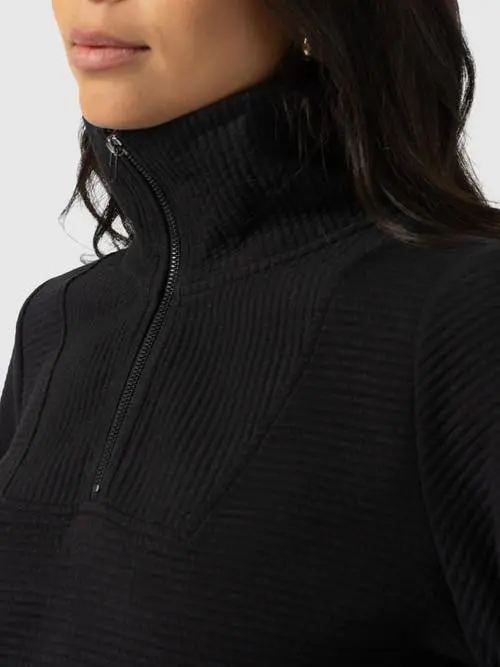 SAINT + SOFIA Halsey Quarter Zip Textured Cotton Sweater
