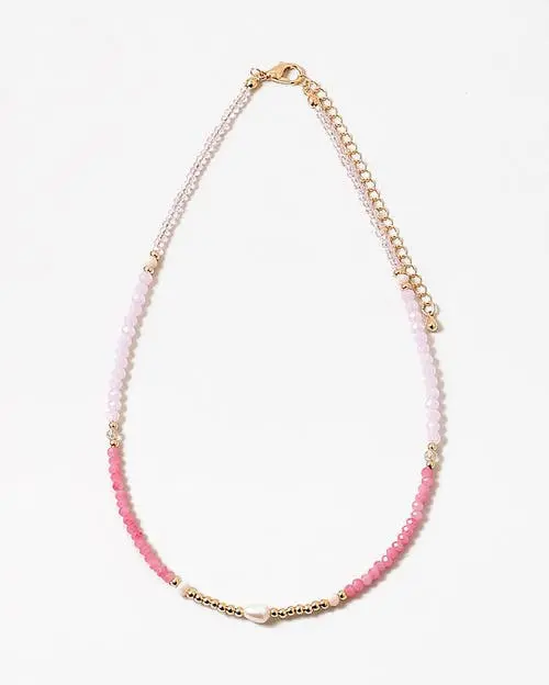 ERIN MCDERMOTT JEWELRY Layered Beaded Necklace With Freshwater Pearl - Pink