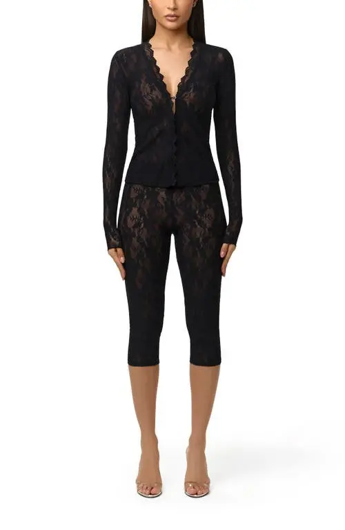 Naked Wardrobe Lace Capri Leggings