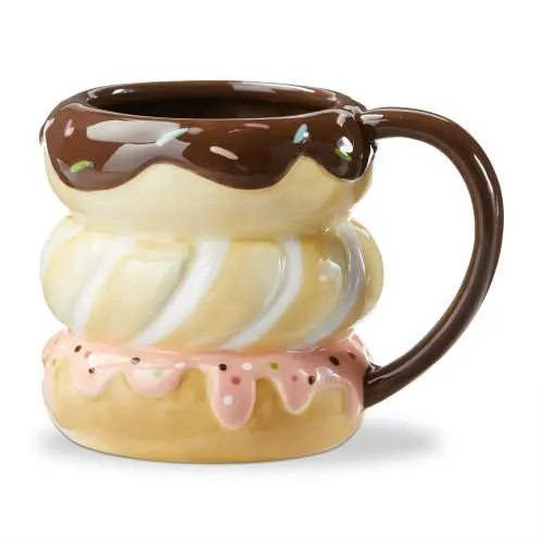 TAG Stacked Donut Earthenware Mug Multi 16 Oz 3.8x3.8x3.9