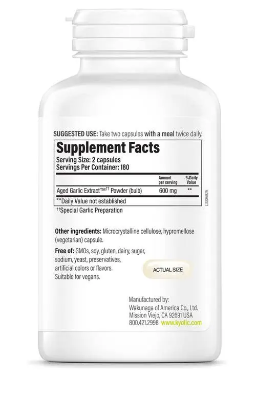KYOLIC Aged Garlic Extract Formula 300, Cardiovascular Health, Vegan