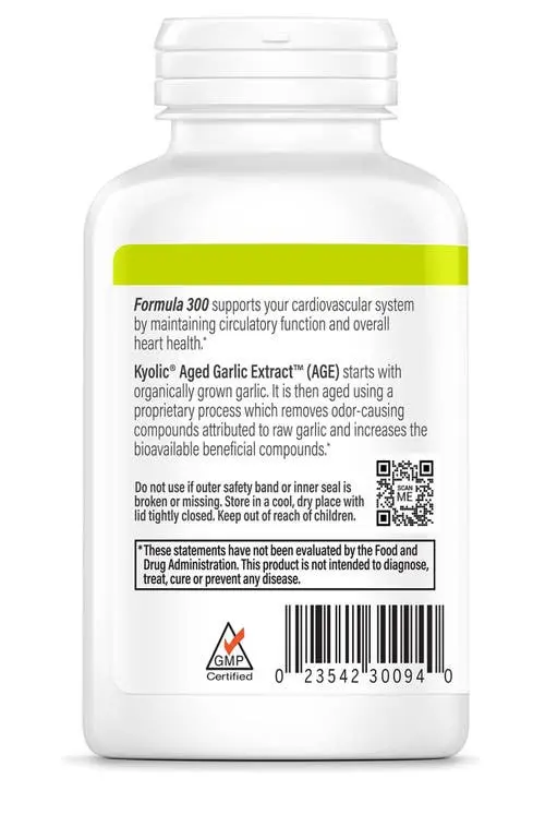 KYOLIC Aged Garlic Extract Formula 300, Cardiovascular Health, Vegan