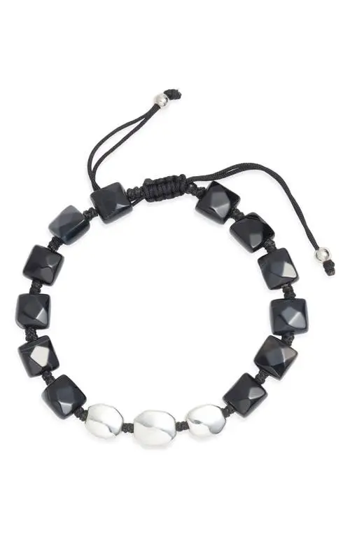 Caputo & Co Faceted Square Bead Bracelet - Black Agate