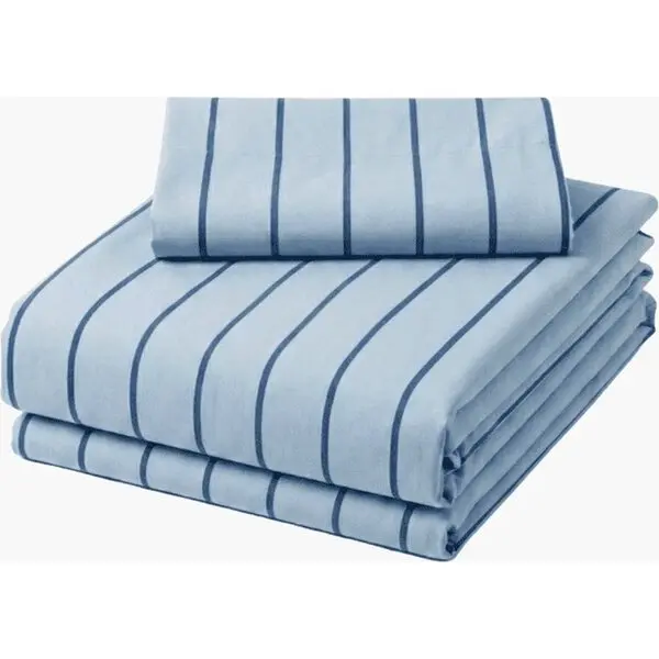 EVER LASTING Henry Striped Buttoned Bedding Set - Blue/fitted