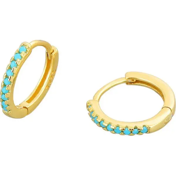 ERIN MCDERMOTT JEWELRY Turquoise Huggies - Gold