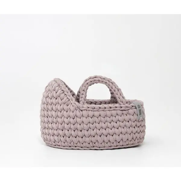 ANZY HOME Mini Doll Moses Basket W/rocking Stand - Pale Mauve