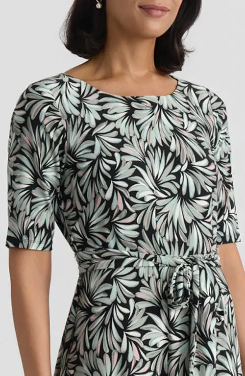 KASPER Printed Tie Belt A-line Dress