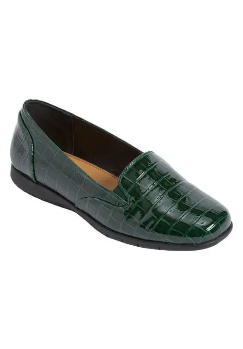 COMFORTVIEW The Leisa Croc Effect Slip-on Flat - Emerald
