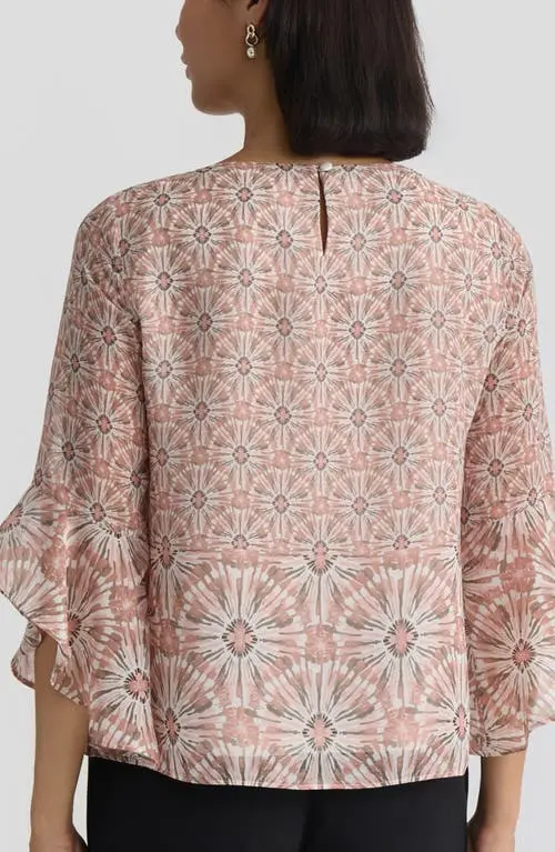 KASPER Printed Ruffle Sleeve Top