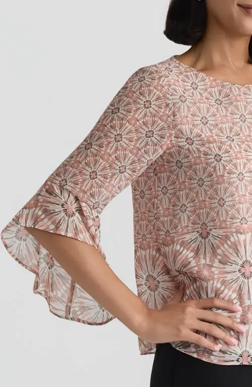 KASPER Printed Ruffle Sleeve Top