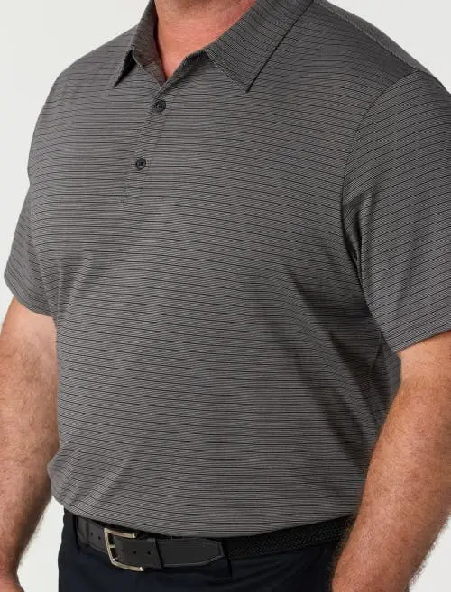 OAK HILL BY DXL Big & Tall Striped Tech Polo Shirt - Black