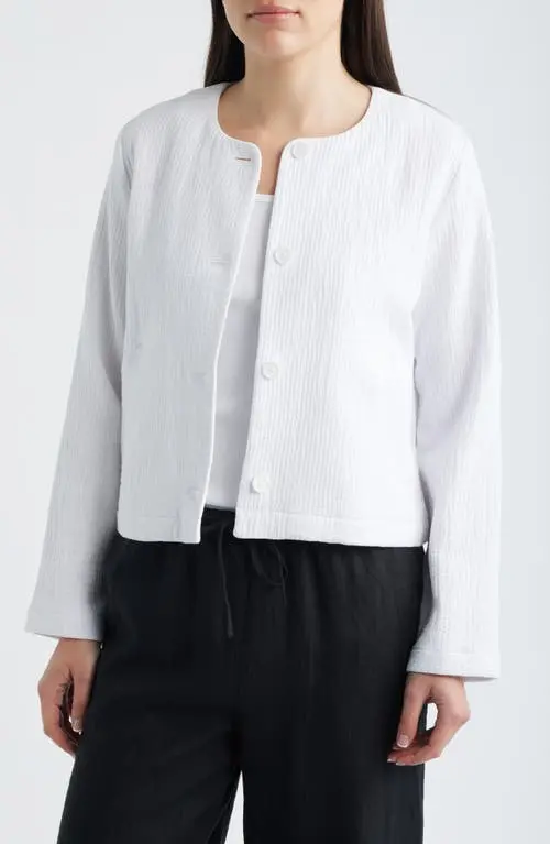 Eileen Fisher Organic Cotton Gauze Boxy Jacket
