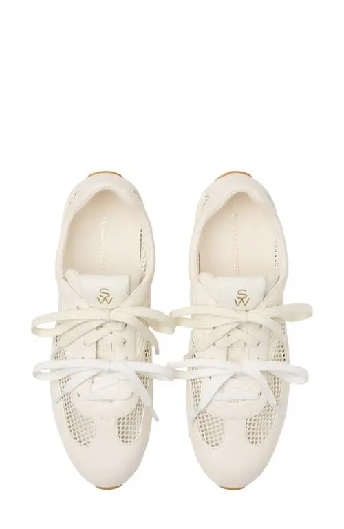 STUART WEITZMAN Bond Open-mesh Panel Lace-up Sneakers - Cream.