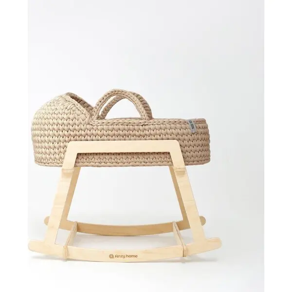 ANZY HOME Doll Moses Basket W/rocking Stand - Beige