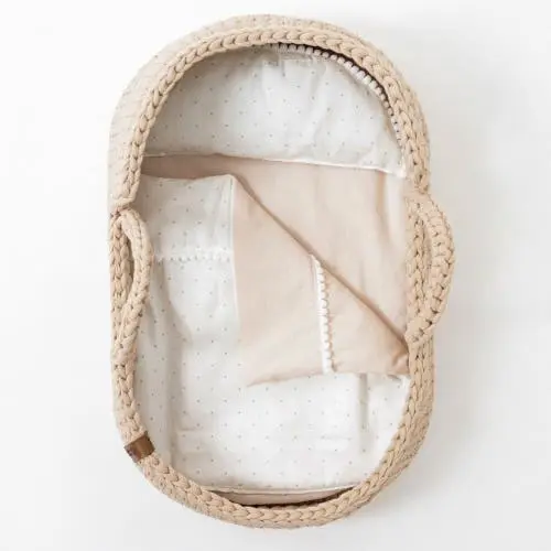 ANZY HOME Doll Moses Basket W/rocking Stand - Beige