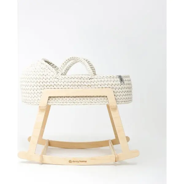 ANZY HOME Doll Moses Basket With Rocking Stand - Ecru