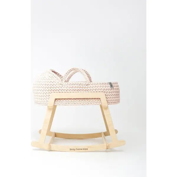 ANZY HOME Doll Moses Basket With Rocking Stand - Pearl