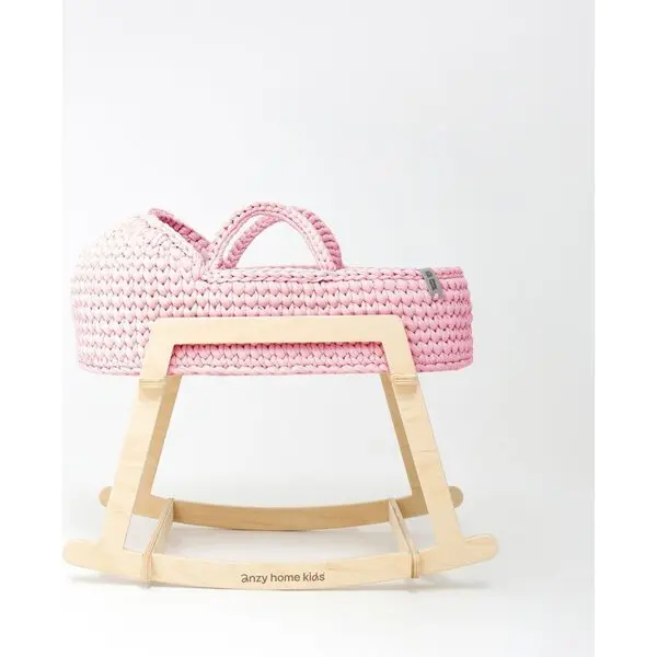 ANZY HOME Doll Moses Basket With Rocking Stand - Pink