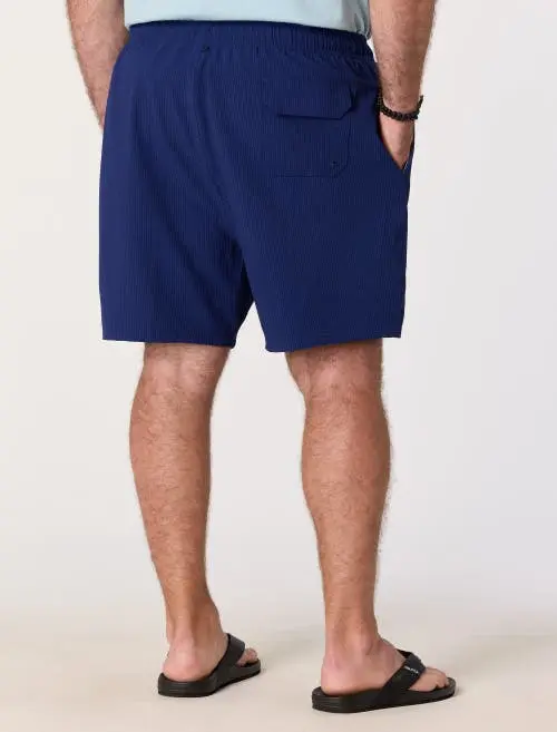 HARBOR BAY BY DXL Seersucker Swim Trunks - Blue Depths