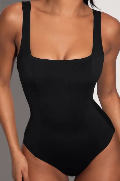 TA3 Sculpting Square Neck One-piece Swimsuit - Black