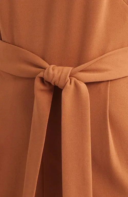 Anne Klein V-neck Belted Straight Leg Jumpsuit - Cedar Spice