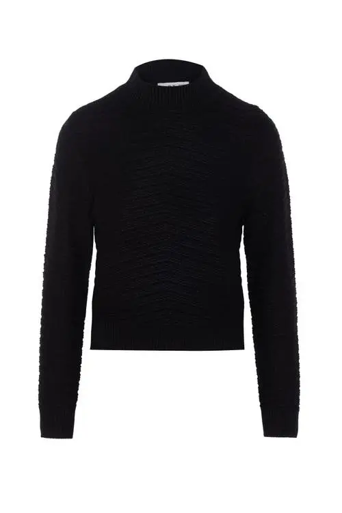 BIRT UK Chevron Knit Mock Neck Sweater - Black