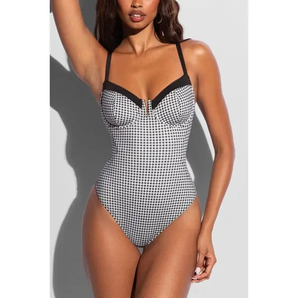 TA3 Sculpting V-wire One-piece Swimsuit - Gingham