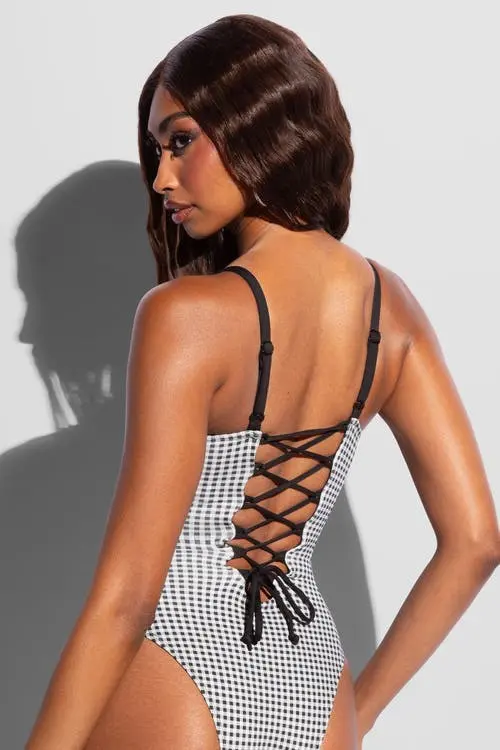 TA3 Sculpting V-wire One-piece Swimsuit - Gingham