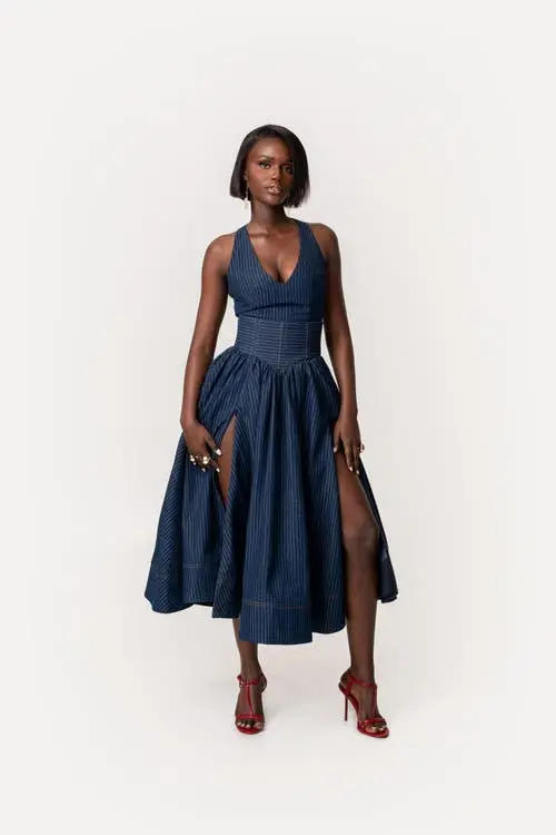 OFUURE Noemi Midi Dress In Pinstripe