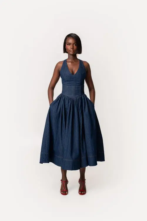 OFUURE Noemi Midi Dress In Pinstripe
