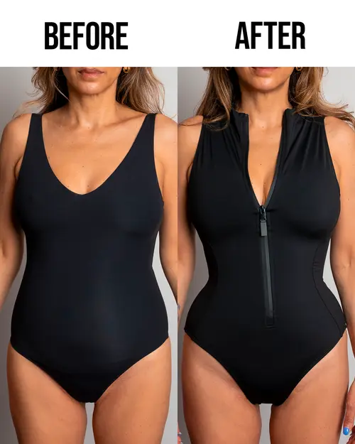TA3 Adjustable Zip Front One-piece Swimsuit - Black