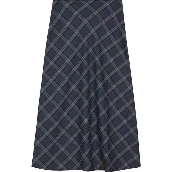 MIDI Plaid Wool Blend Knit Skirt