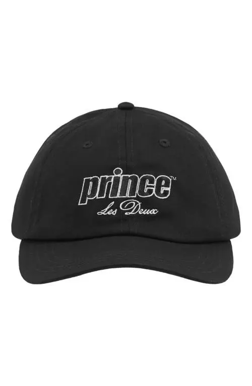 LES DEUX X Prince Embroidered Cotton Twill Dad Cap - Black
