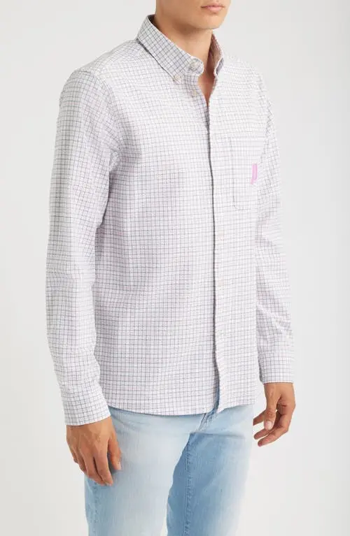 LES DEUX X Prince Check Cotton Seersucker Button-down Shirt