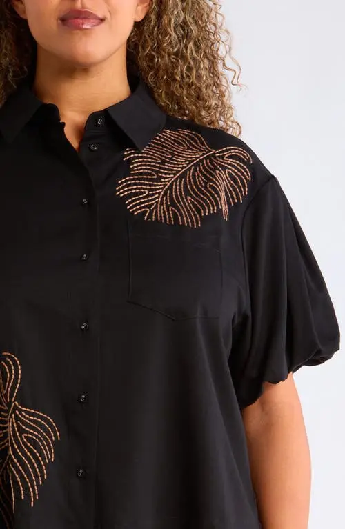 Wit & Wisdom Drop Shoulder Bubble Sleeve Top