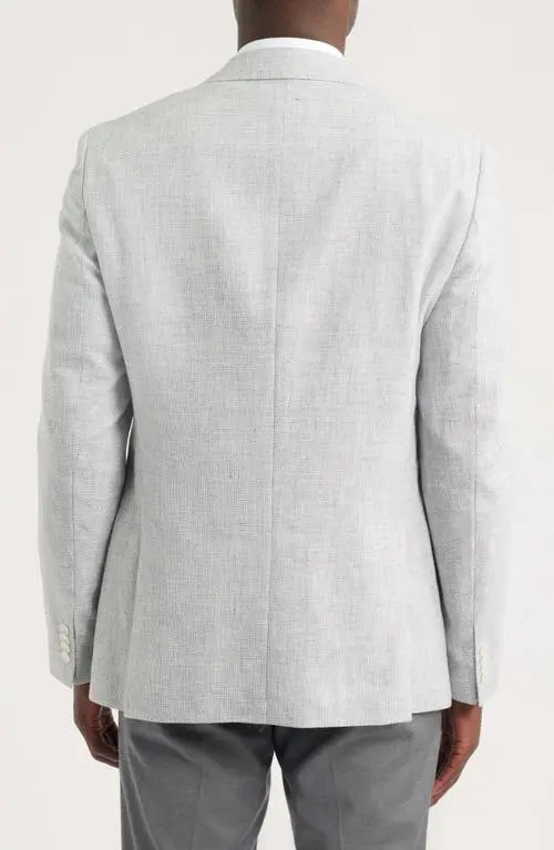 BOSS Hutson Slim Fit Grey Mélange Slub Linen & Cotton Blend Sport Coat