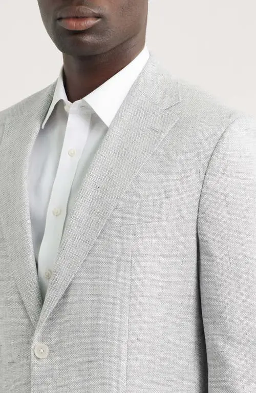 BOSS Hutson Slim Fit Grey Mélange Slub Linen & Cotton Blend Sport Coat