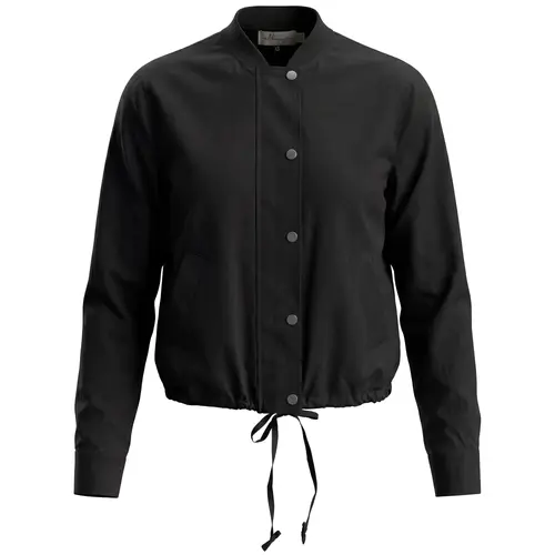 THE NORWAY CLUB Cotton Bomber Jacket With Drawstring Hem - Black