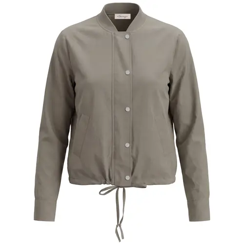 THE NORWAY CLUB Cotton Bomber Jacket With Drawstring Hem - Stone