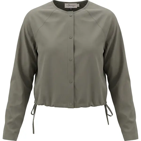 THE NORWAY CLUB Cropped Tie Blouse - Stone