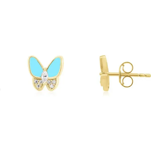 THE LOVERY Butterfly Cubic Zirconia Stud Earrings - Turquoise