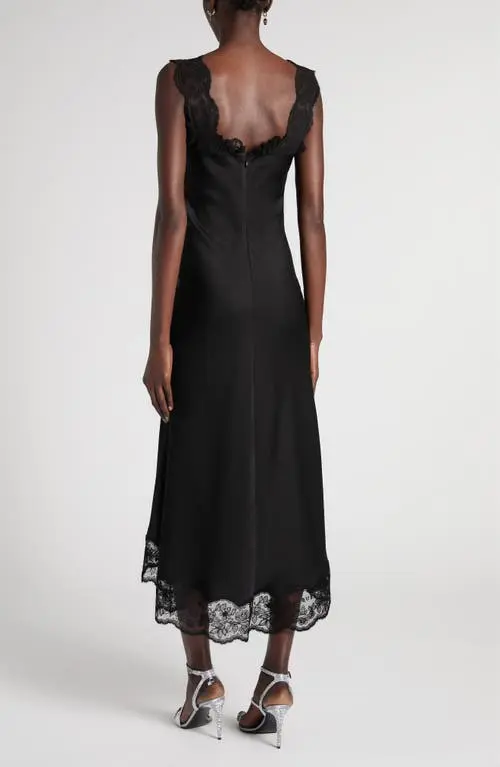 Alexander McQueen Lace Trimmed Satin Cocktail Dress