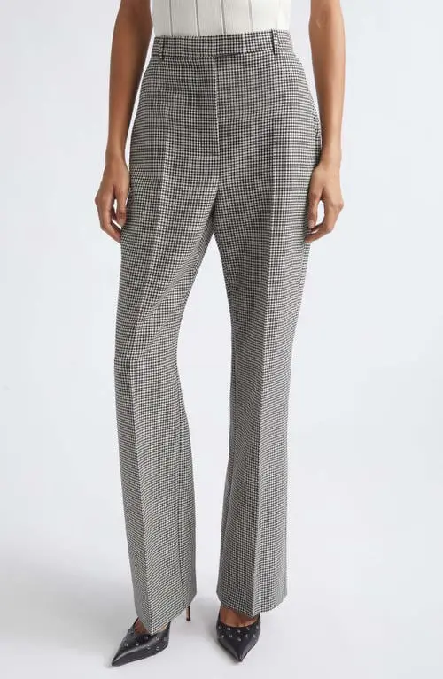 Alexander McQueen High Waist Plaid Wool Straight Leg Pants - Black/ivory