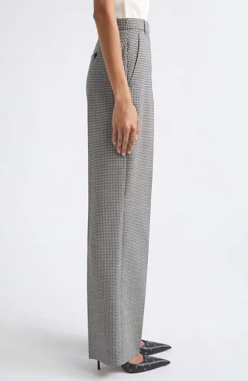 Alexander McQueen High Waist Plaid Wool Straight Leg Pants