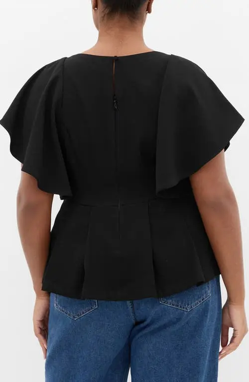 City Chic Flutter Sleeve Peplum Top