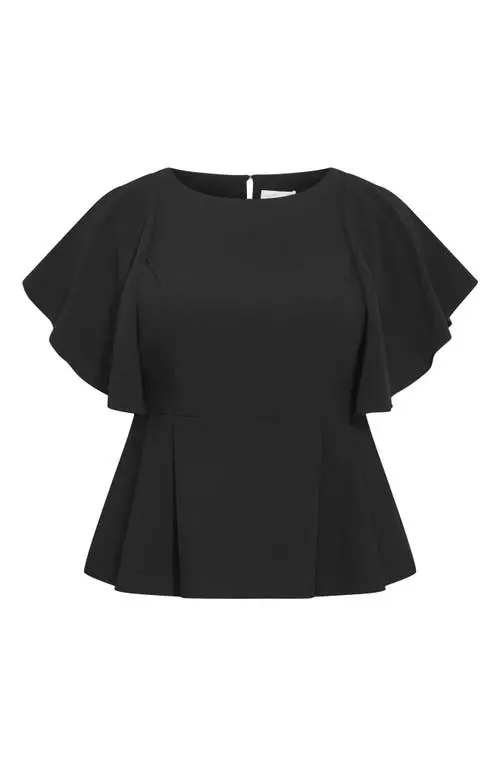 City Chic Flutter Sleeve Peplum Top