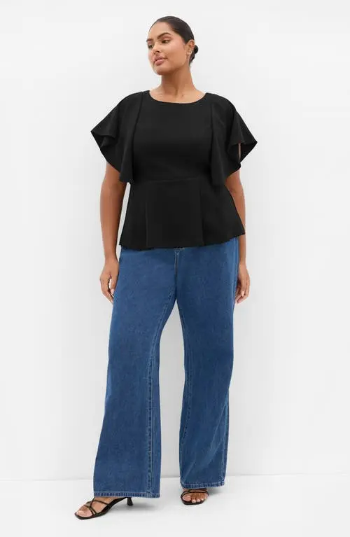 City Chic Flutter Sleeve Peplum Top