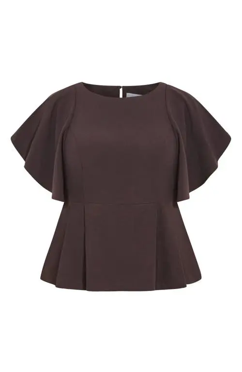 City Chic Flutter Sleeve Peplum Top